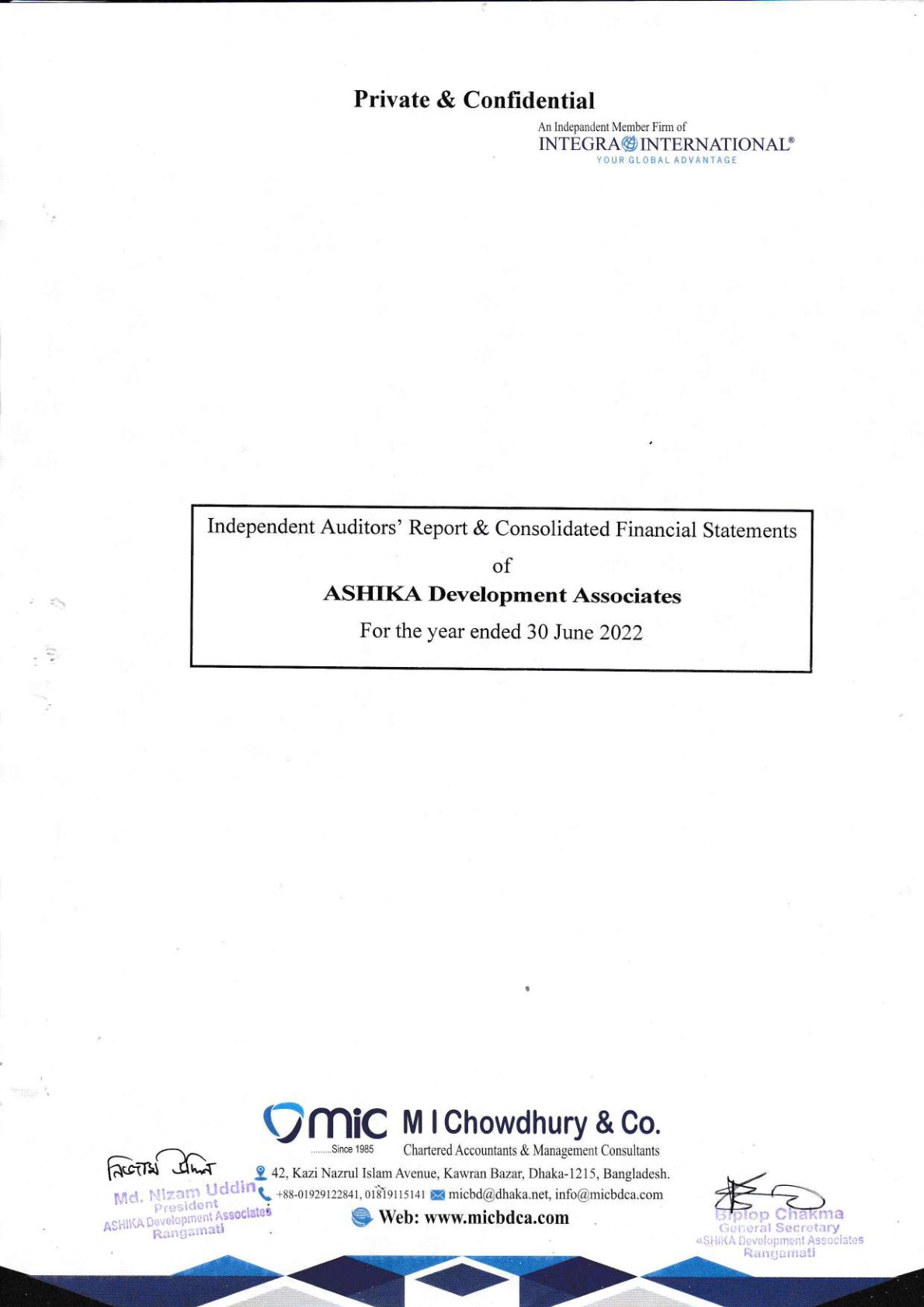 Audit Report 2021-22 - ASHIKA Development Associates
